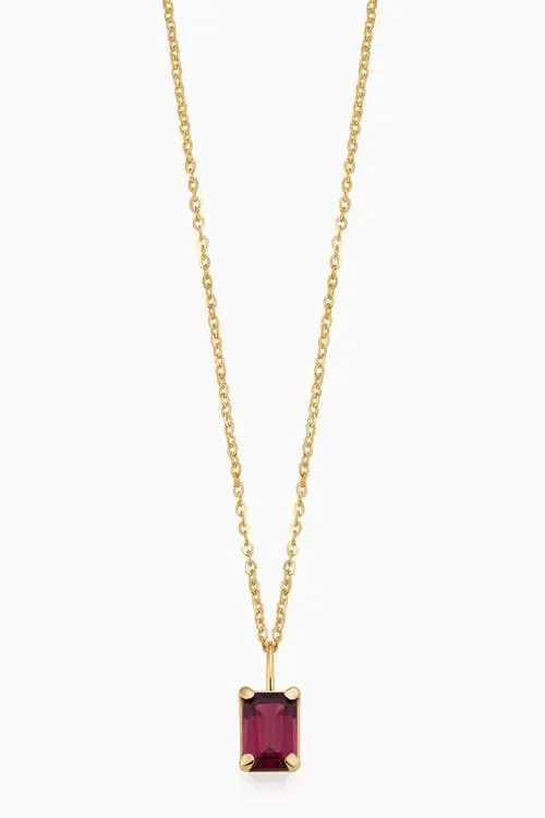 ORADINA 14k Yellow Gold Pendant Necklace - Rhodolite - July