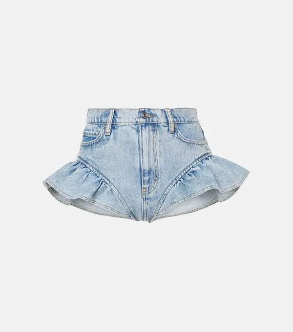 FRAME Ruffle Bloomer Denim Shorts