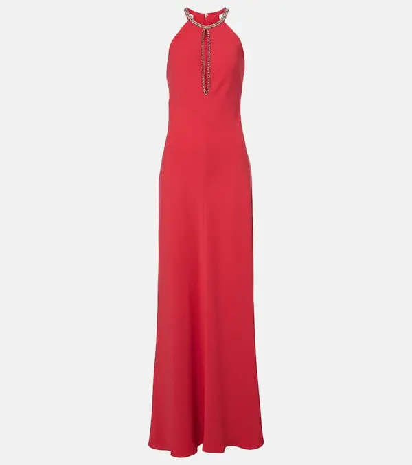 Max Mara Fernet Halterneck Gown - Red