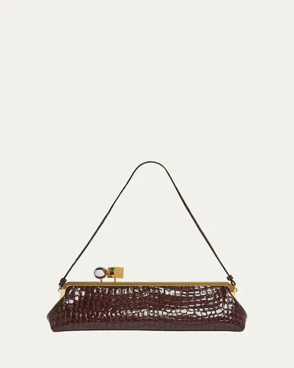Jacquemus Patent Croc-embossed Shoulder Bag