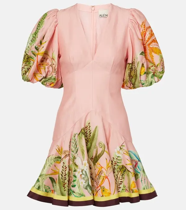 ALEMAIS Alémais Papaya Linen-blend Minidress