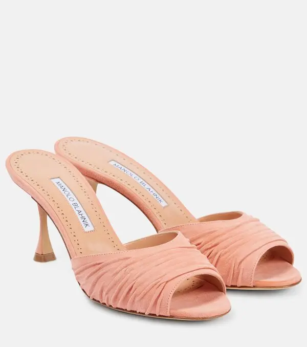 Manolo Blahnik Pirua 70 Suede Mules - Orange