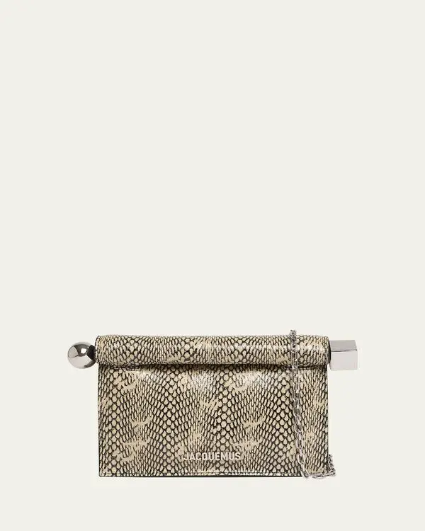 Jacquemus La Petit Pochette Rond Snakeskin-embossed Clutch Bag - La Petite Pochette Rond C