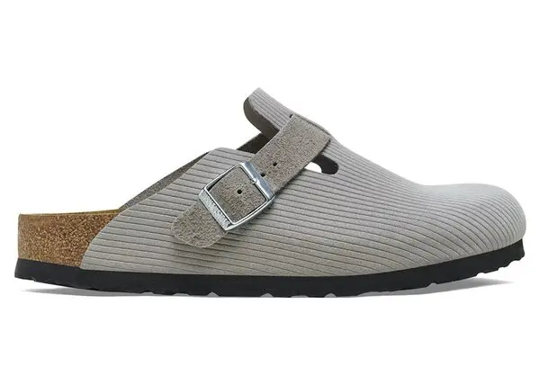 BIRKENSTOCK Boston Embossed Corduroy Suede Clog - Stone Coin