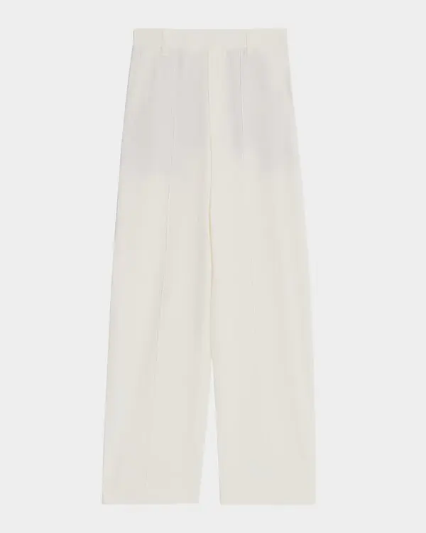 Vince High-rise Wide Leg Linen-blend Pants - Off White
