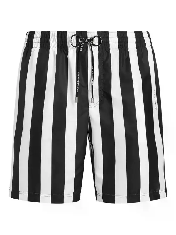 Dolce & Gabbana Striped Swim Shorts - Black