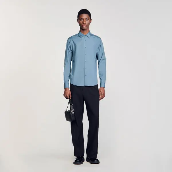 Sandro Plain Shirt - Thunderstorm Blue
