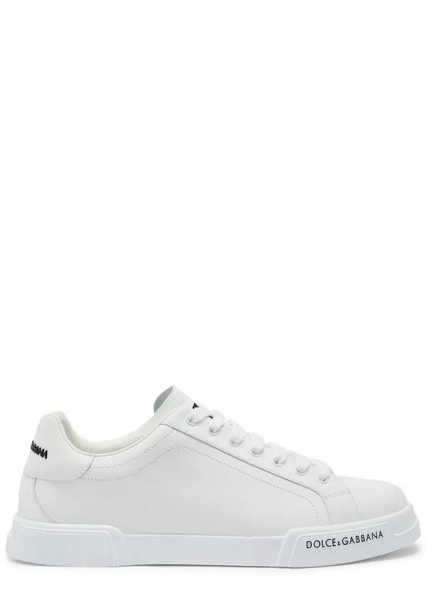 Dolce & Gabbana Portofino Leather Sneakers - White