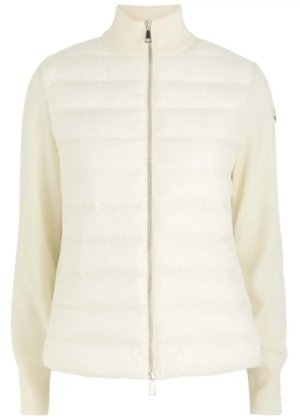 Moncler Quilted Shell And Wool Cardigan - White