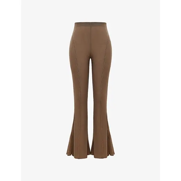 MISTRESS ROCKS Seamed Flared-leg Stretch-mesh Trousers