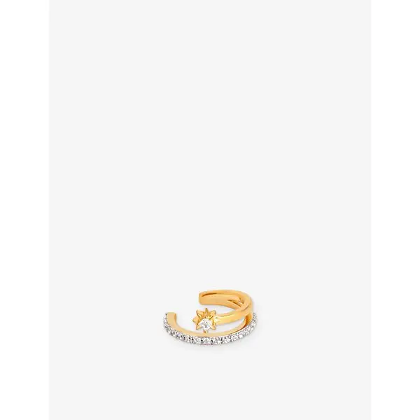 ASTRID & MIYU Cosmic Illusion Ear Cuff - 18ctgoldplatedsilver