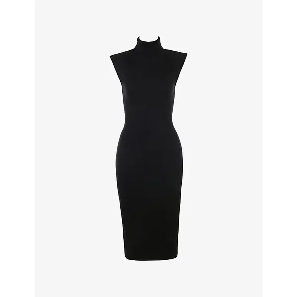 House Of Cb Gaia Turtleneck Cotton-blend Midi Dress