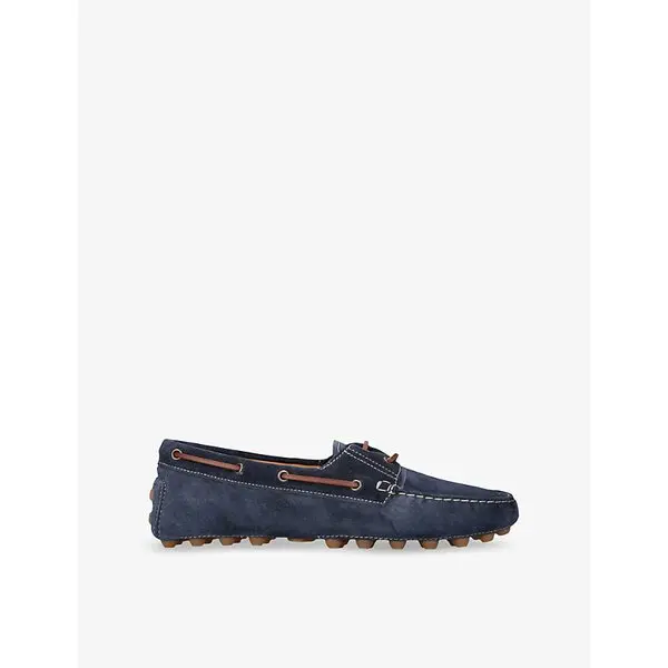 TOD'S Gommino Macro Suede Driving Loafers - Navy