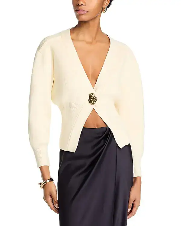 Fore Balloon Sleeve Cardigan Sweater In Cream 48% Off Editorialist