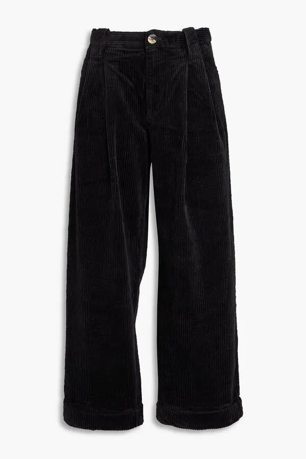 GANNI Pleated Wide-leg Corduroy Pants