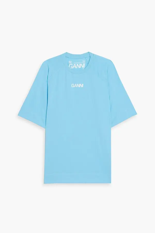 GANNI Logo-print Stretch-jersey T-shirt
