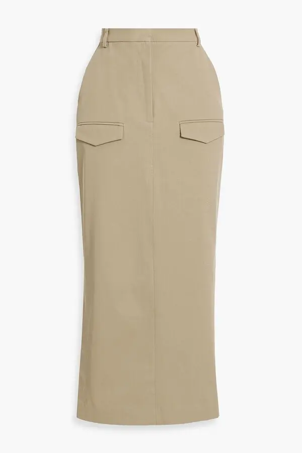 Nanushka Edena Cotton-blend Twill Maxi Skirt - Sage Green