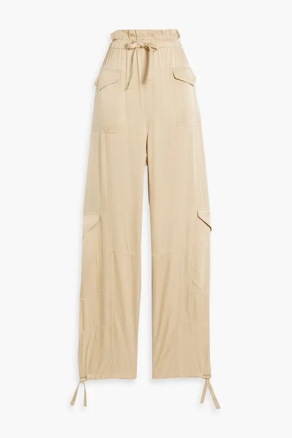 GANNI Cupro And Ecovero™-blend Satin Cargo Pants - Beige