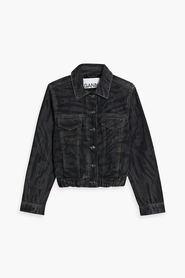 GANNI Tiger-print Denim Jacket