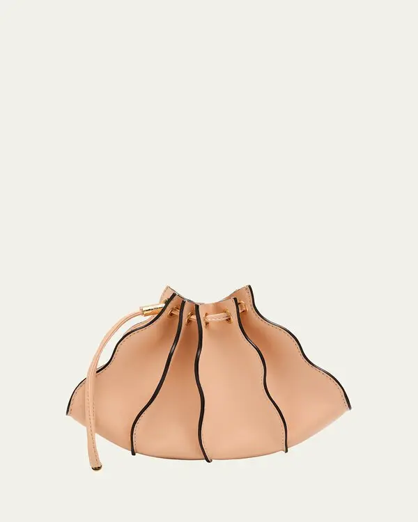 Ulla Johnson Adria Pleated Wave Leather Wristlet - Rosette
