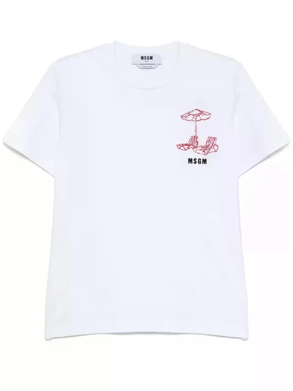 MSGM Logo-embroidered T-shirt