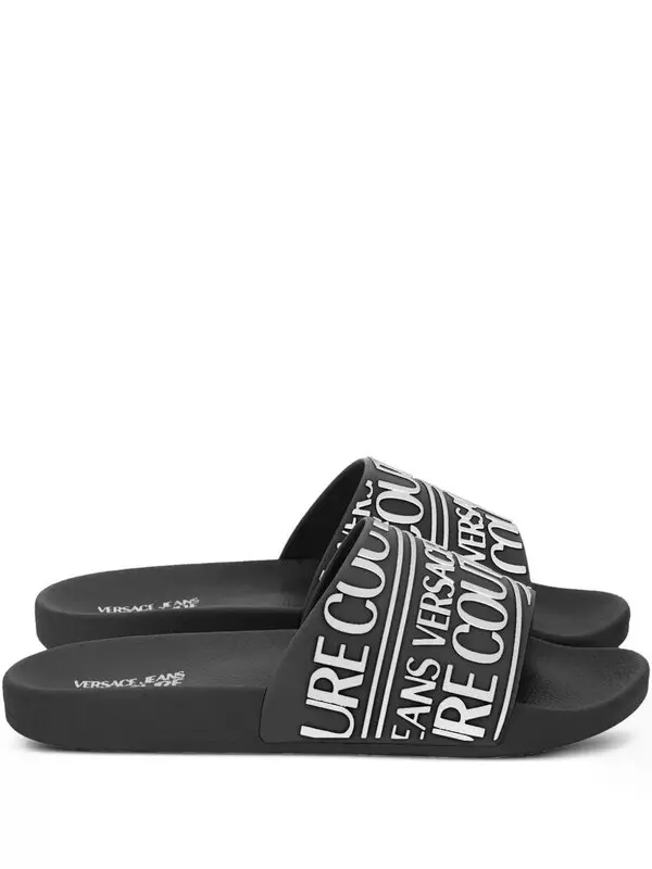 Versace Rubberised Logo Slides - Black