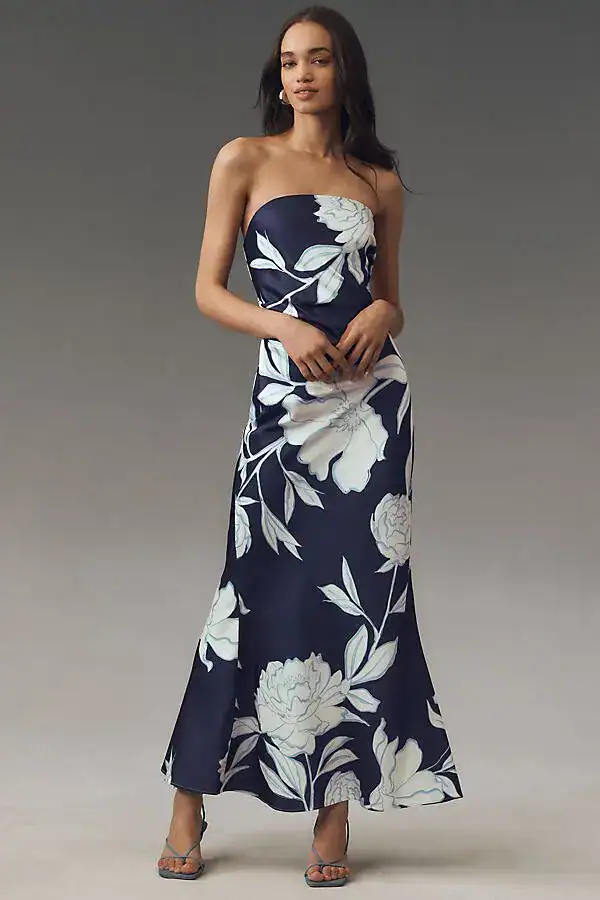 chinese dress ladies Simple Long Strapless Prom Dress with Square Neckline Emerald / 14