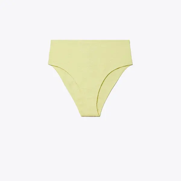 Tory Burch Smocked High-leg High-waisted Bikini Bottom - Lumen