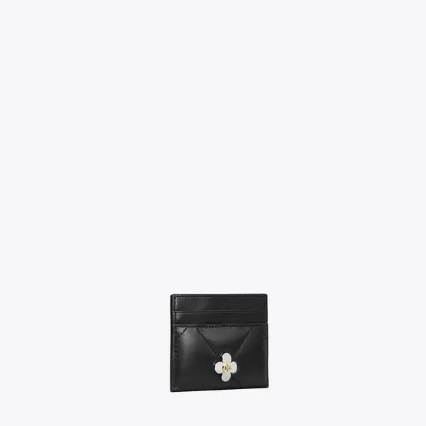 Tory Burch Kira Diamond Quilt Clover Card Case - Black