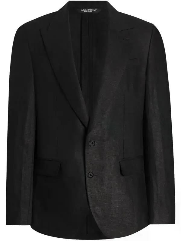 Dolce & Gabbana Linen Single-breasted Blazer - Black