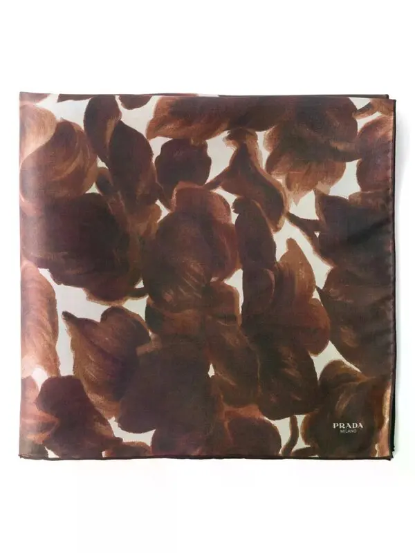 Prada Floral-print Scarf - Brown