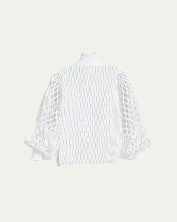 Alaïa Macrame Knit High-neck Sweater - Blanc
