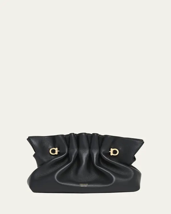 FERRAGAMO Small Gancio Piercing Shoulder Bag - Nero
