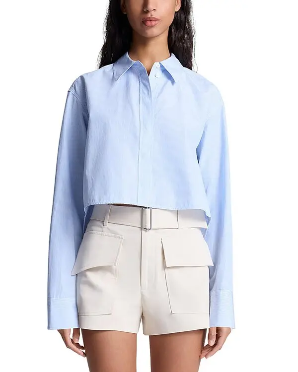 A.L.C. Maude Cropped Blouse - Light Blue/white Stripe