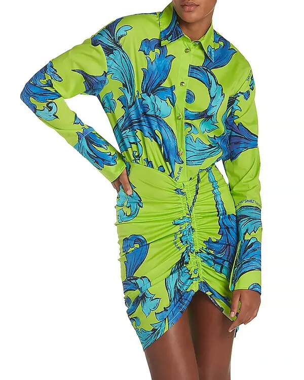 Versace Printed Ruched Mini Dress