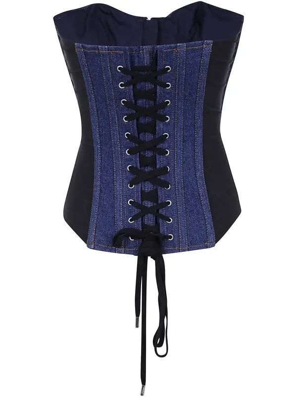 Jean Paul Gaultier Denim Corset With Mesh Detail