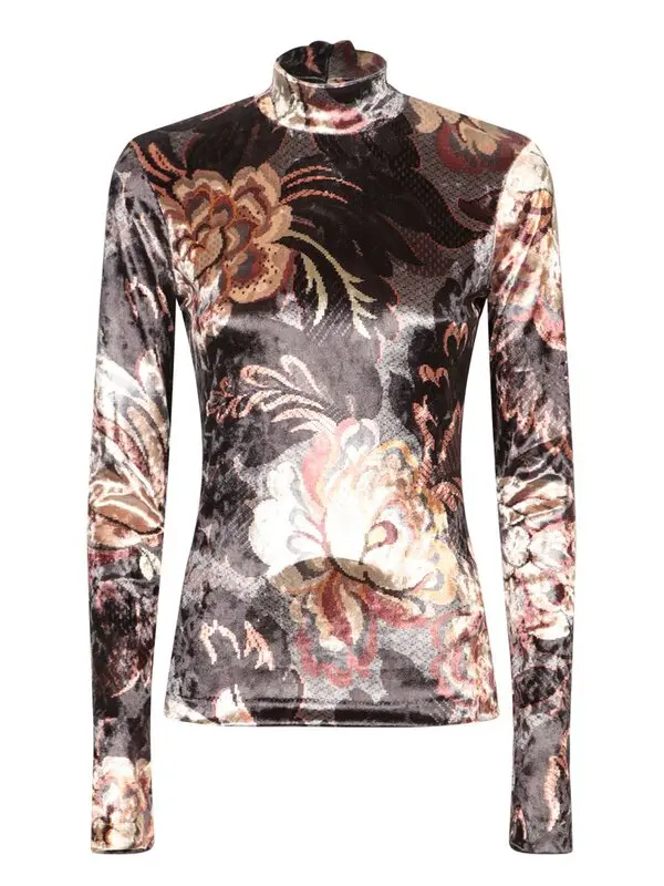Etro Floral Velvet Long Sleeve Top