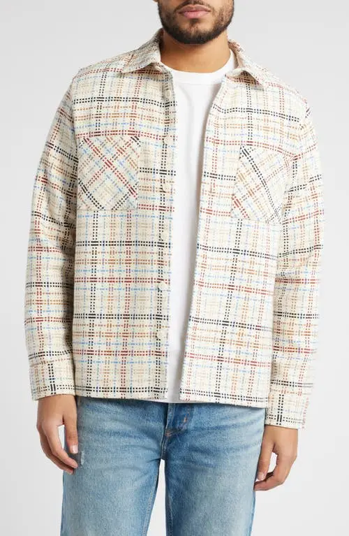 WAX LONDON Whiting Yard Check Cotton Blend Overshirt - Ecru / Multi