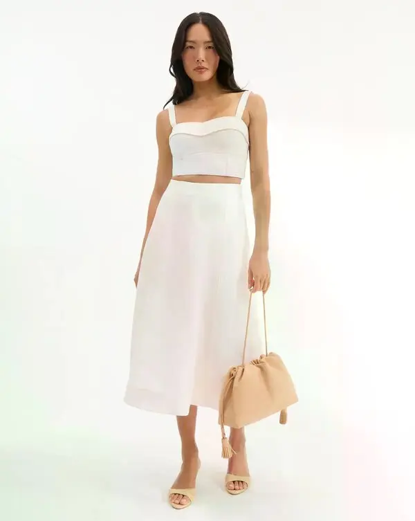 Veronica Beard Fellini Jacquard A-line Midi Skirt - Dove