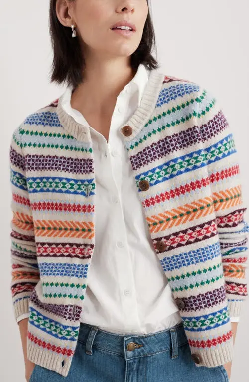 SEASALT CORNWALL Percella Cove Fair Isle Merino Wool Blend Cardigan - Knit Abstraction Multi