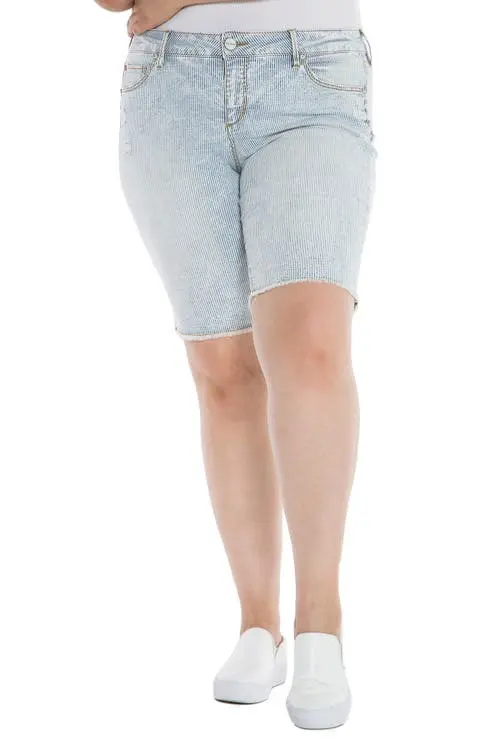 SLINK JEANS Striped Bermuda Shorts