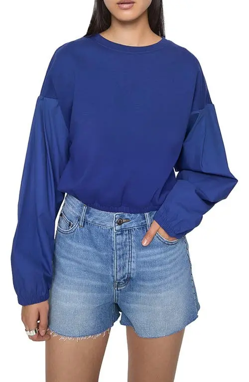 Rebecca Minkoff Julia Mixed Media Cropped Sweatshirt - Twilight