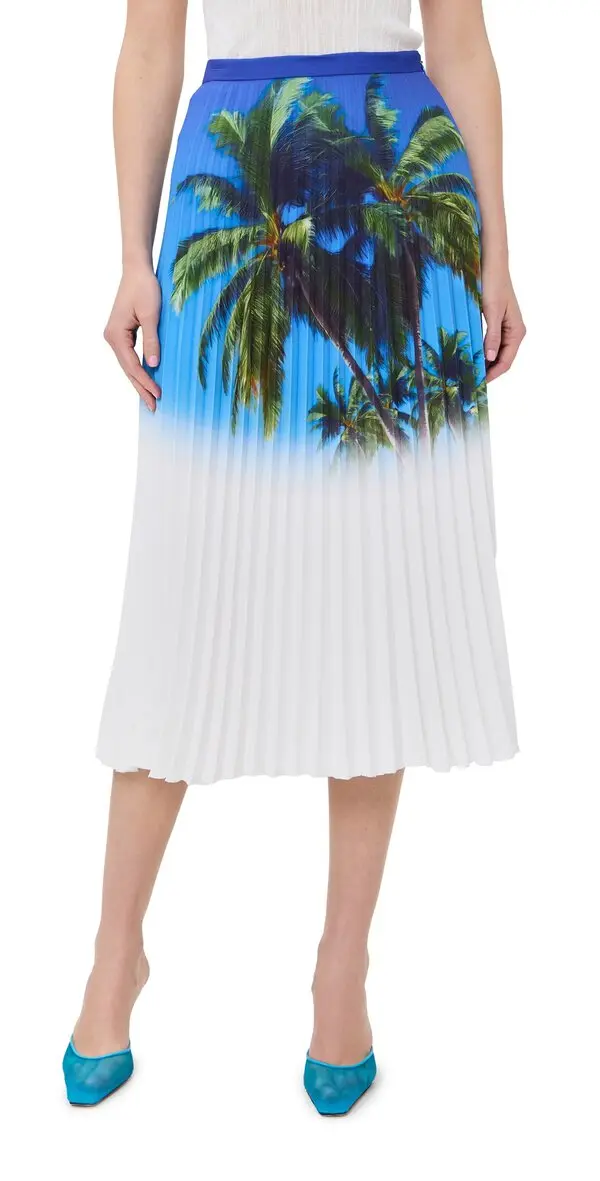 MAISON MARGIELA Printed Pleated Skirt - Blue/white/green