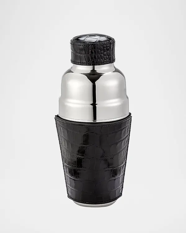 GRAPHIC IMAGE Croc-embossed Leather & Stainless Steel Cocktail Shaker - Black