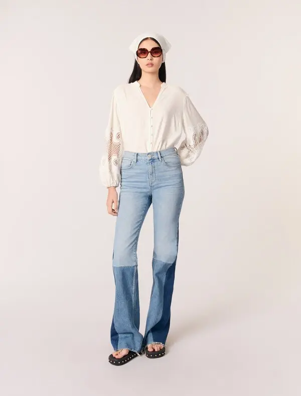 Maje Viscose Long Sleeve Blouse - Ecru