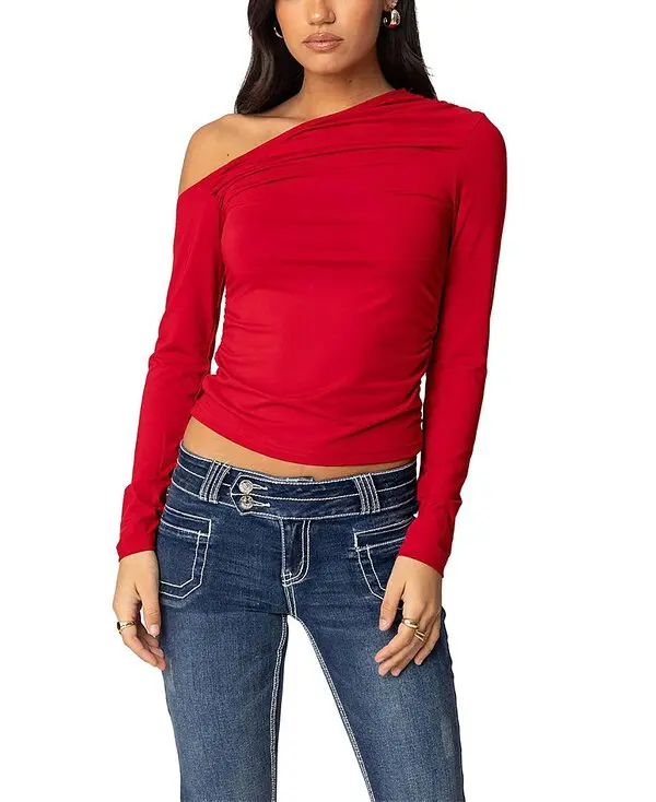 EDIKTED Asymmetric Long Sleeve Top
