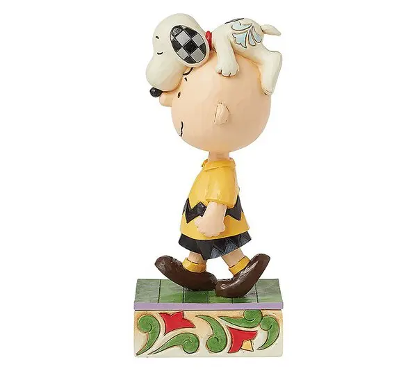 JIM SHORE Peanuts Snoopy On Charlie Brown's Ead Figurine