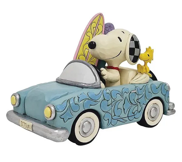 JIM SHORE Peanuts Snoopy & Woodstock Surfboa Rd Figurine 5'h