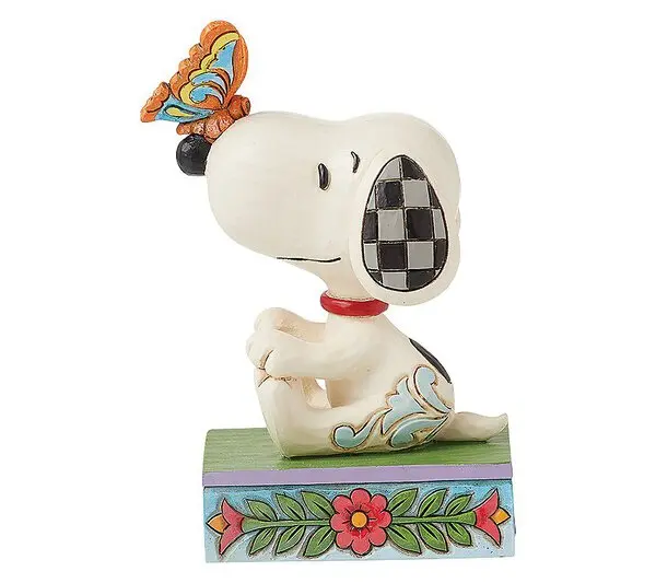 JIM SHORE Peanuts Snoopy Butterfly On Nose F Igurine 4'h