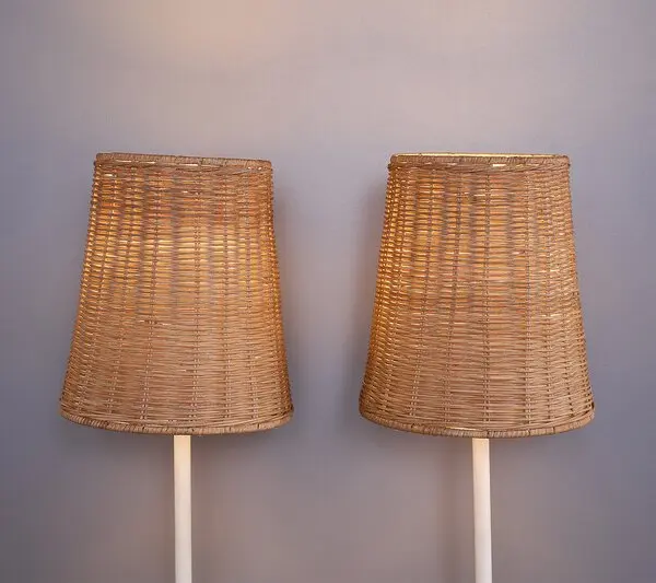 VALERIE PARR HILL As Is Set Of 2 Wicker Lamp Shades Valerie